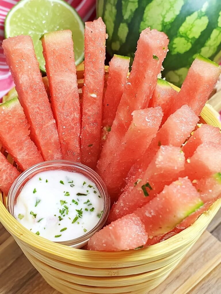 Watermelon Fries with Coconut Lime Dip - glassika
